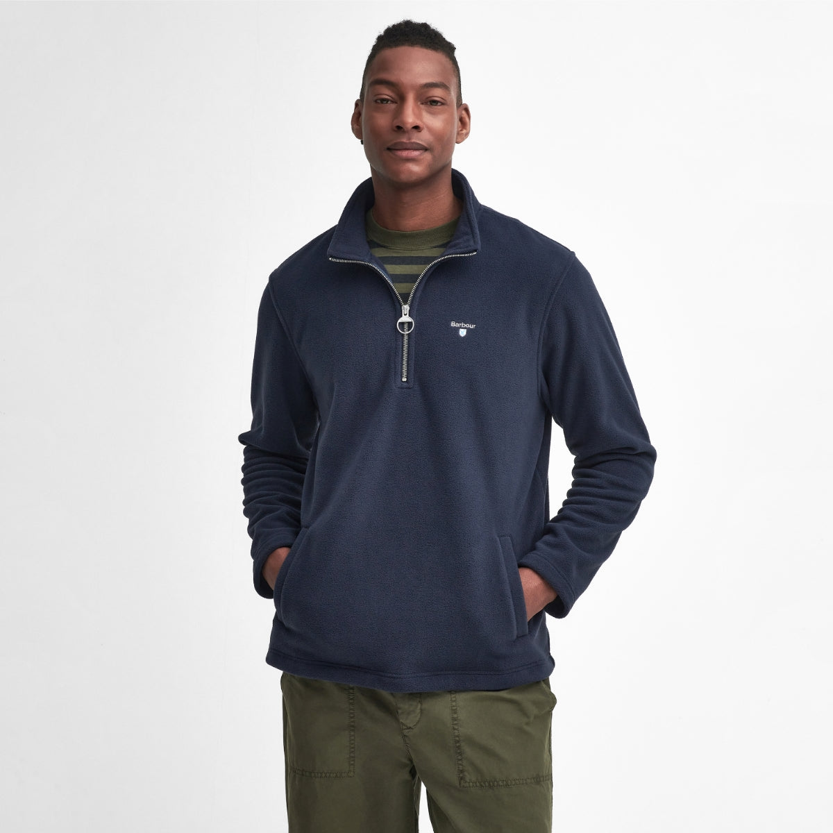 Barbour Essentials Half Zip Fleece Men's Top | Navy