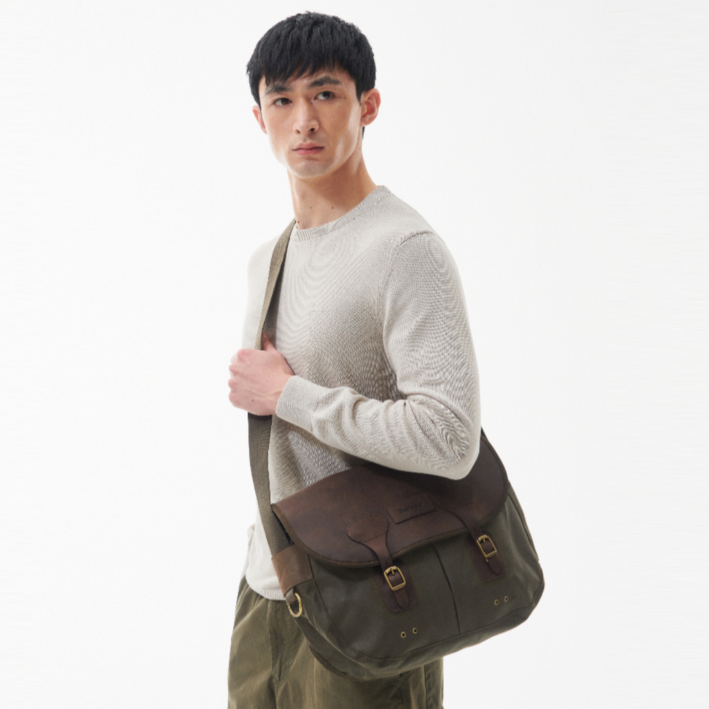 Barbour Wax Leather Tarras Shoulder Bag Olive